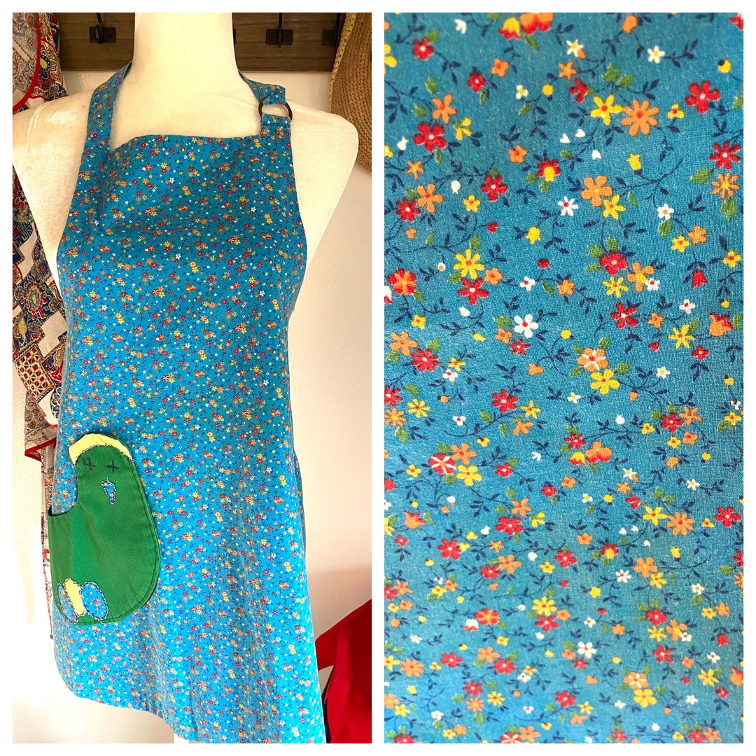 Vintage Blue Calico Full Apron, 1960s - Etsy