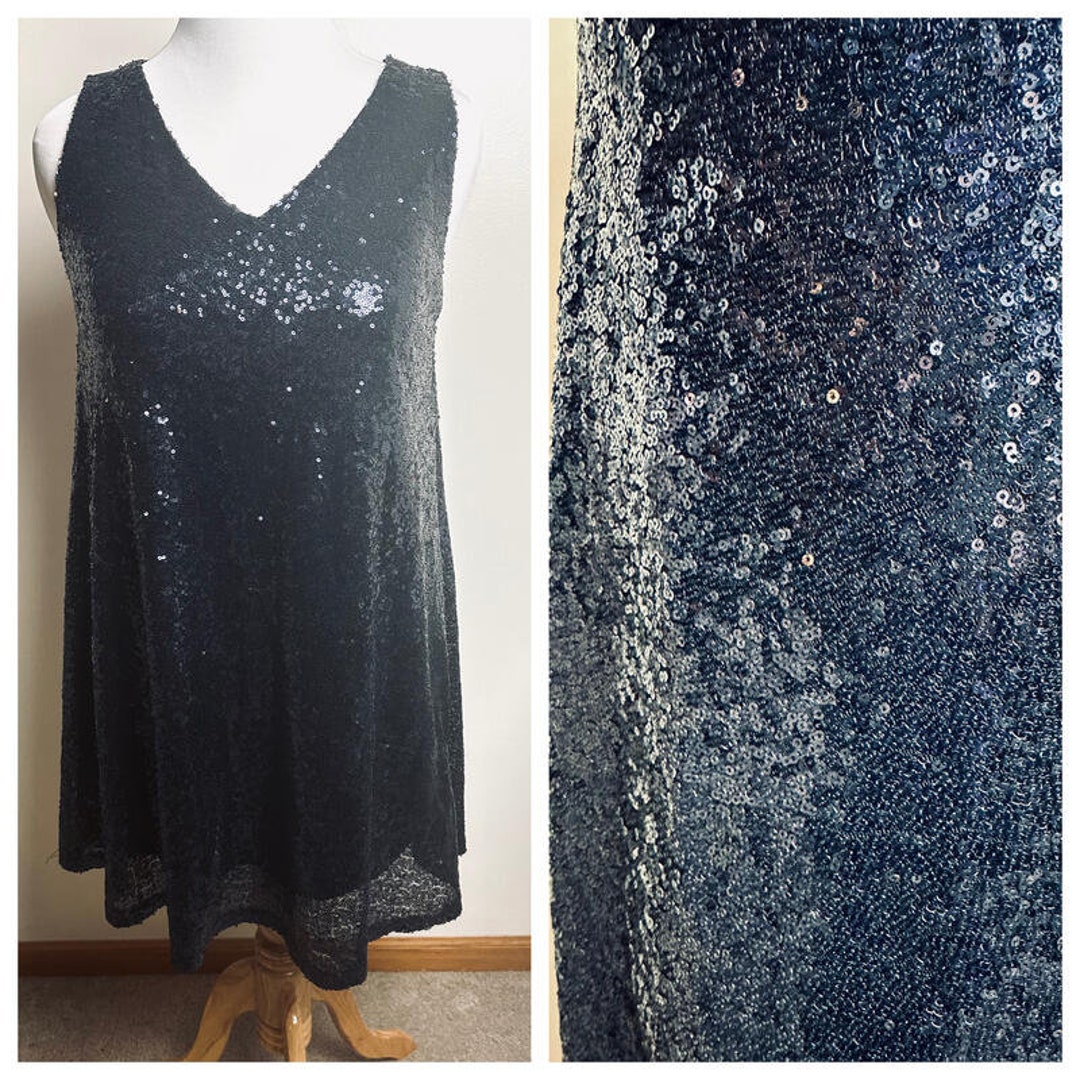 Dark Blue Sequin Party Dress, Size M - Etsy