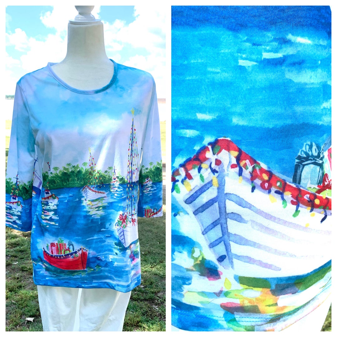 Coral Bay Christmas Lights on Sailboats Women's Shirt, Size M - Etsy