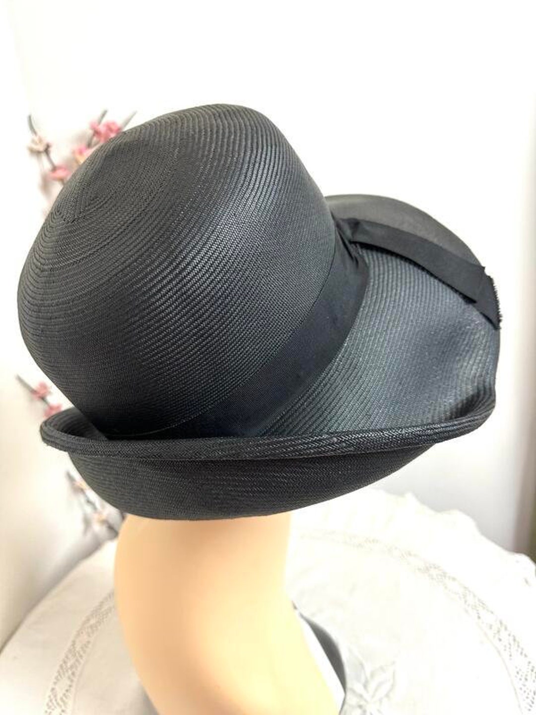 Vintage Ladies Wide Brim Black Summer Hat by Saks 5th Ave - Etsy