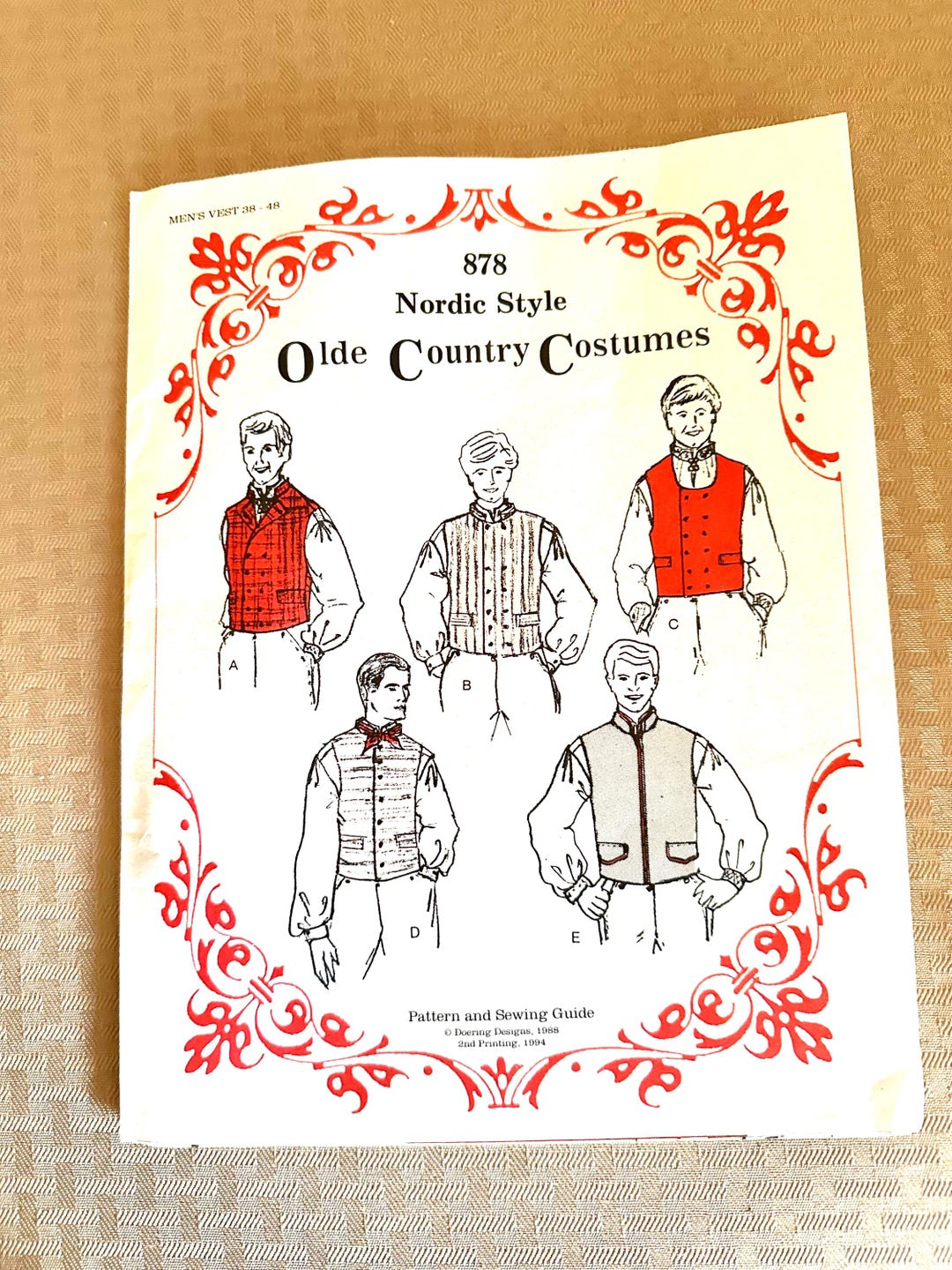 Nordic Style Men's Vest Costume Pattern, Uncut, Doering Designs - Etsy
