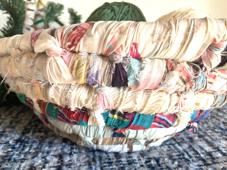 Vintage Coiled Rag Basket Double Handled Heart Shaped - Etsy