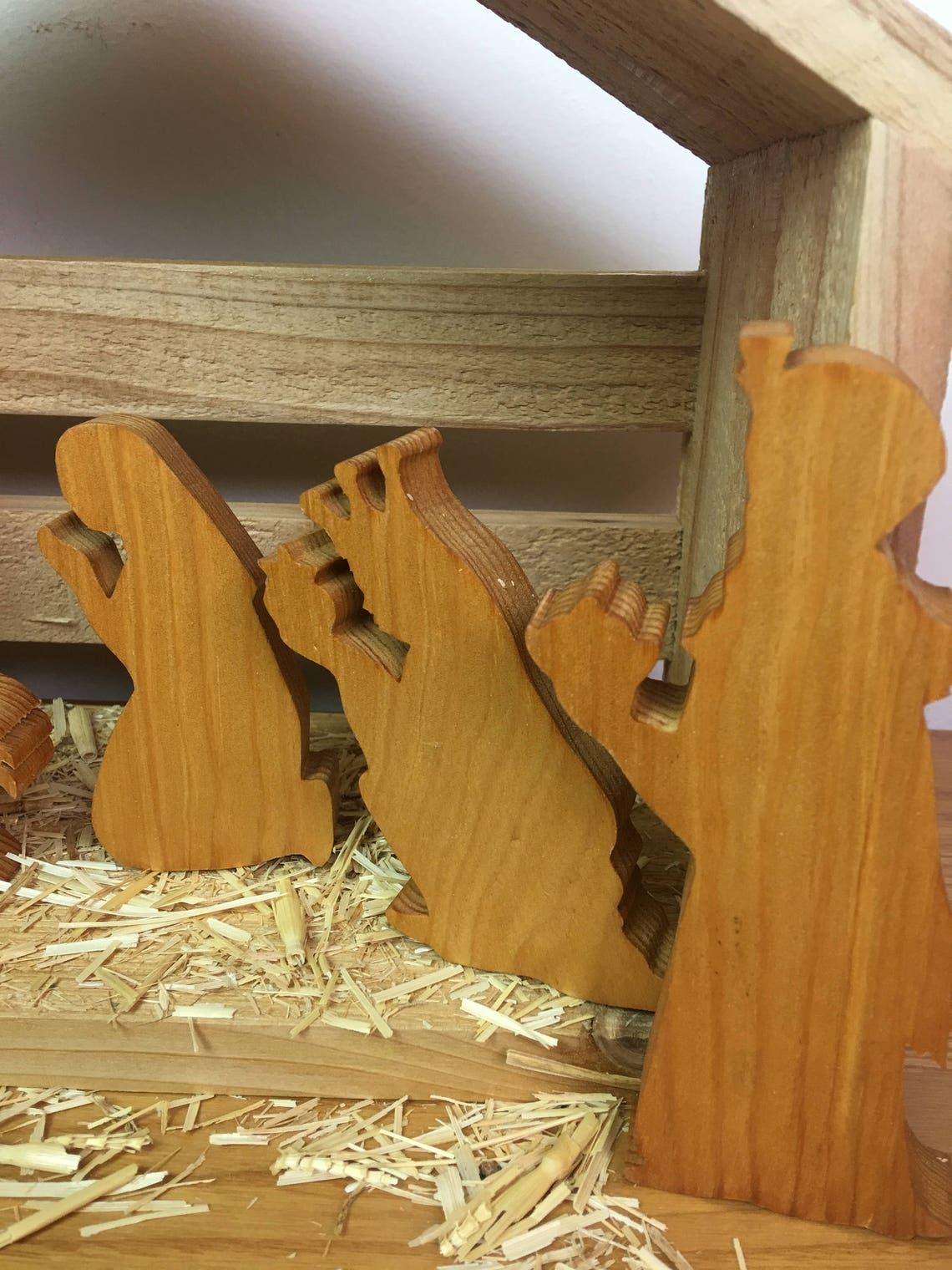 Large Wood Nativity and Stable Handmade - Etsy