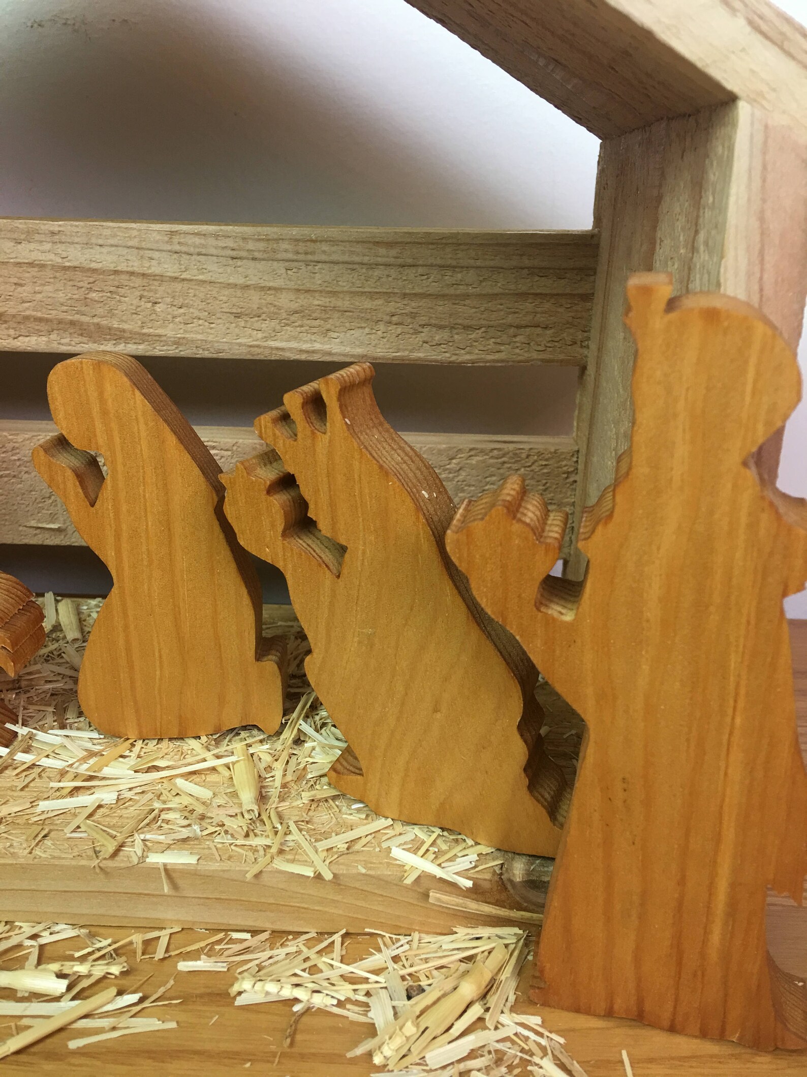 Large Wood Nativity and Stable Handmade - Etsy