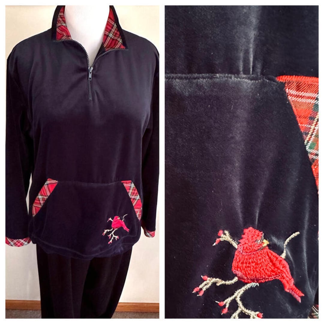 Bobbie Brooks Leisure Suit, Black Velvet Top and Slacks, Size 14W-16W ...
