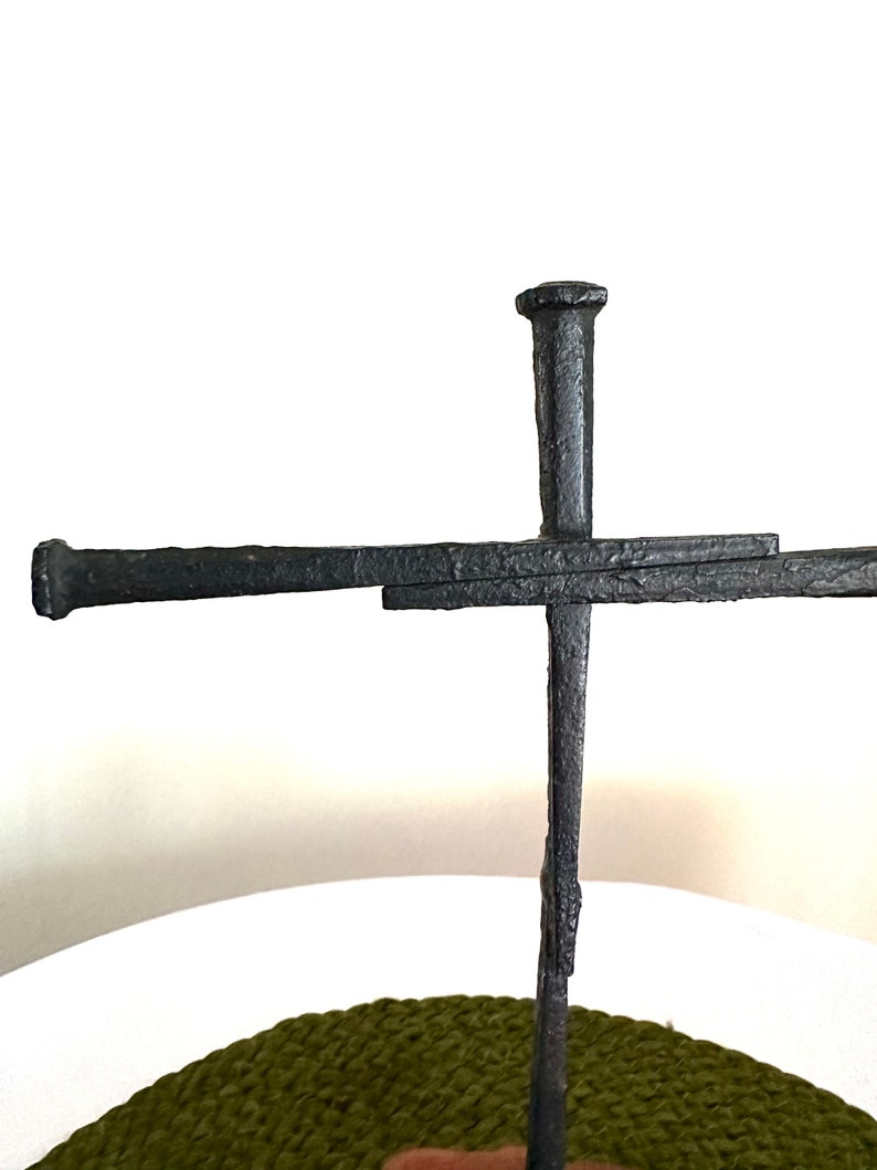 Vintage Nail Spikes Cross in Wood Slab - Etsy