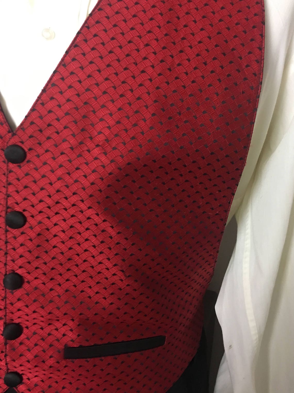 Men's Formal Vest Red and Black One Size Fits Most | Etsy