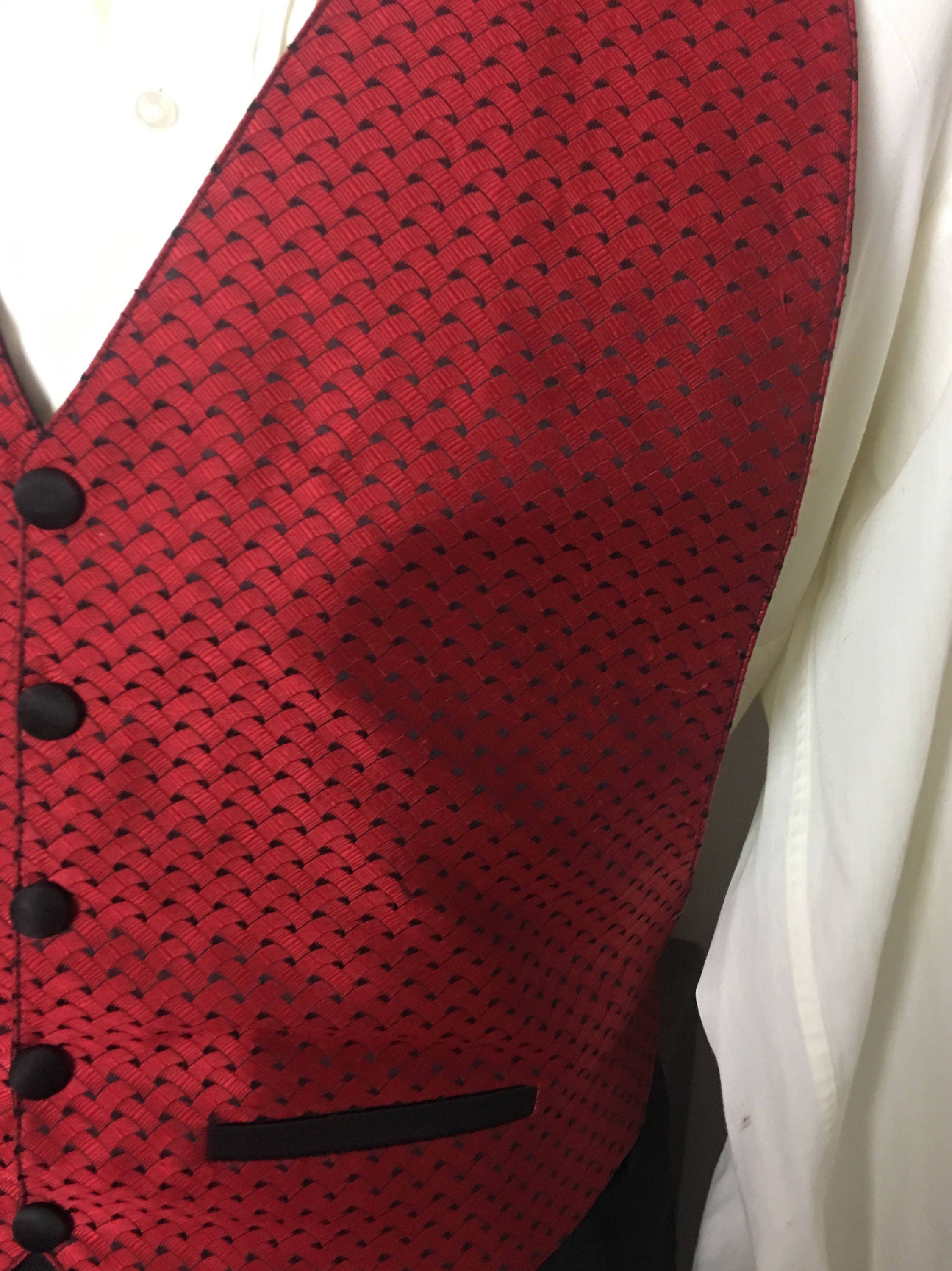Men's Formal Vest Red and Black One Size Fits Most - Etsy