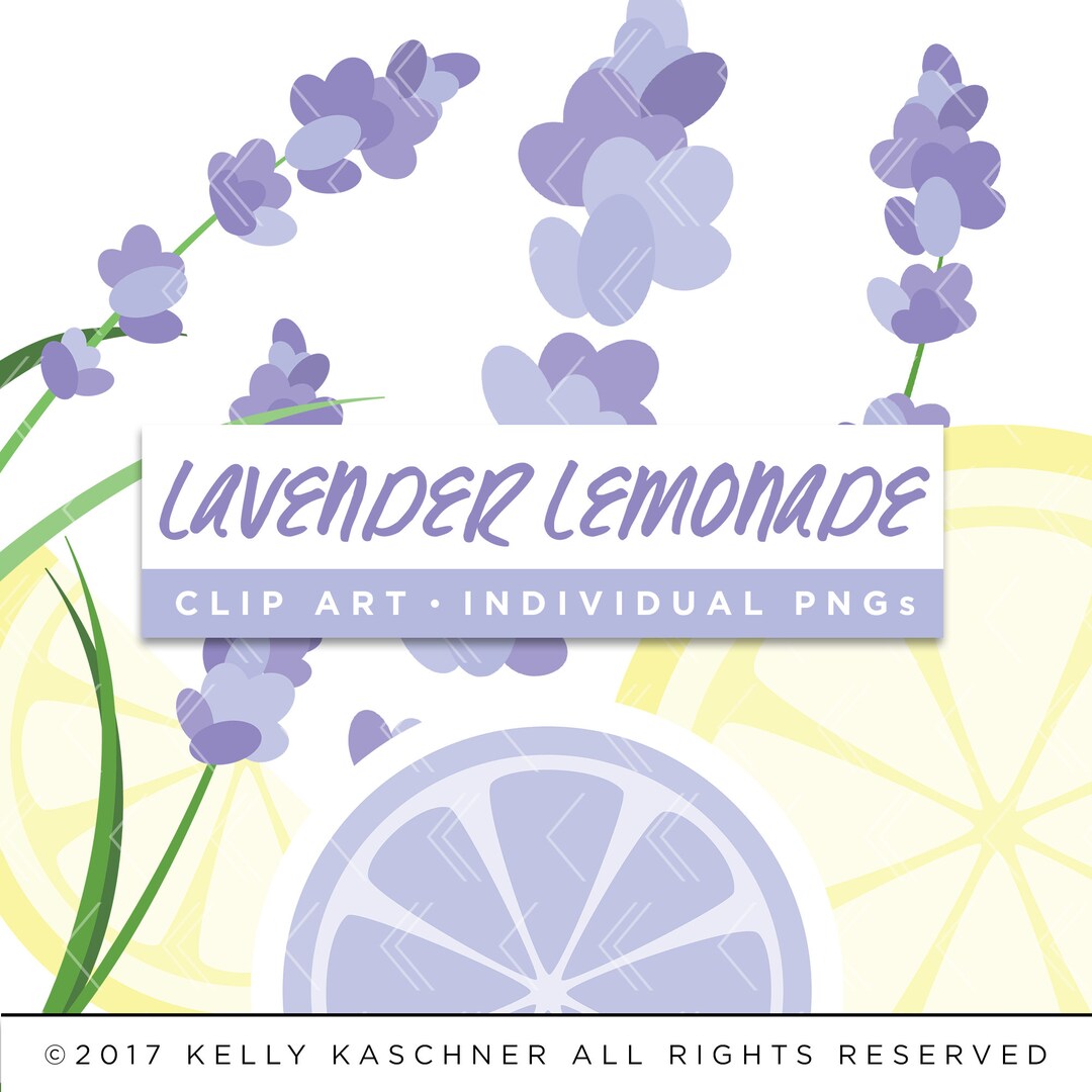 Lavender Lemonade Collection Clip Art // Lavender Lemon Floral Spring ...