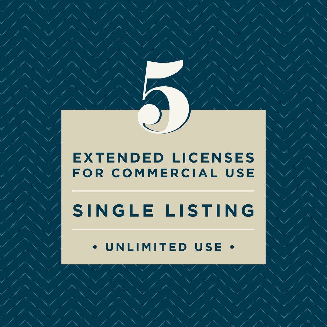 Five Extended Commercial Licenses Bundle // Individual Listing // for ...