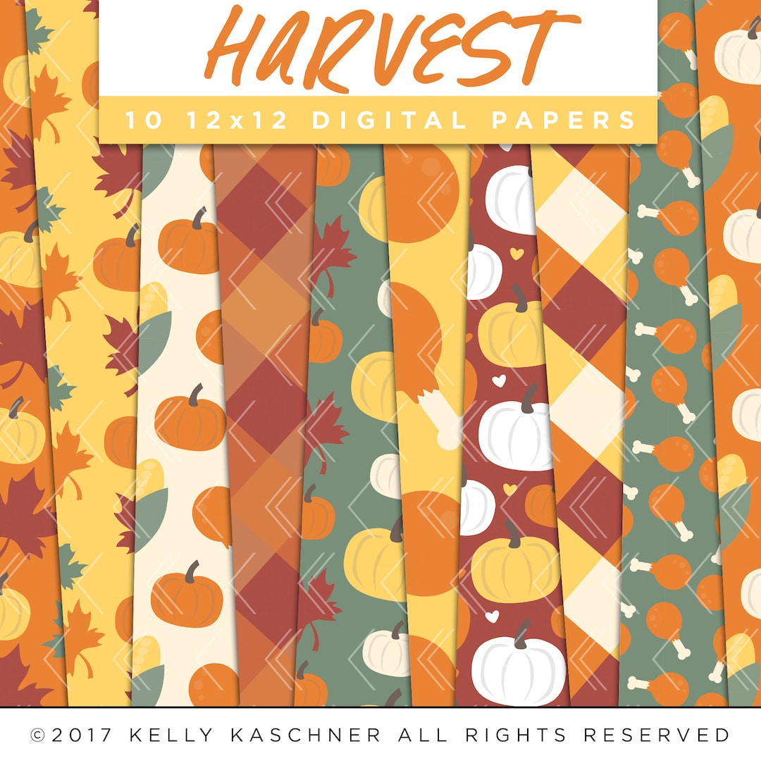 Harvest Collection Digital Papers // Fall Autumn Thanksgiving Feast ...