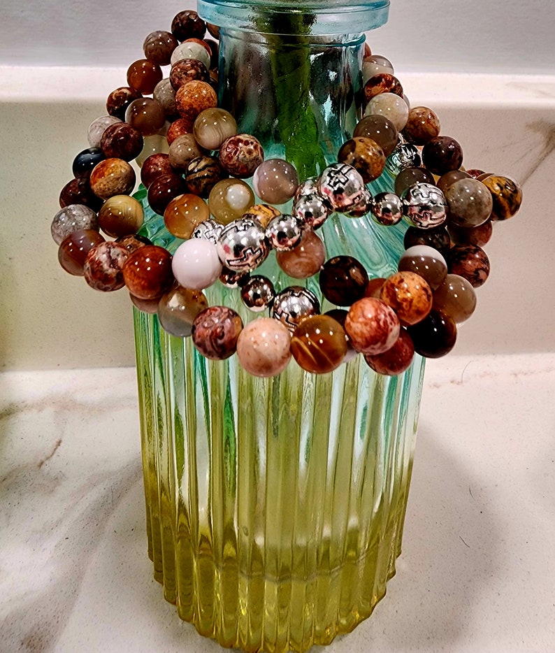Mustard Seed Beaded Spirital Jasper/agate Bracelet - Etsy