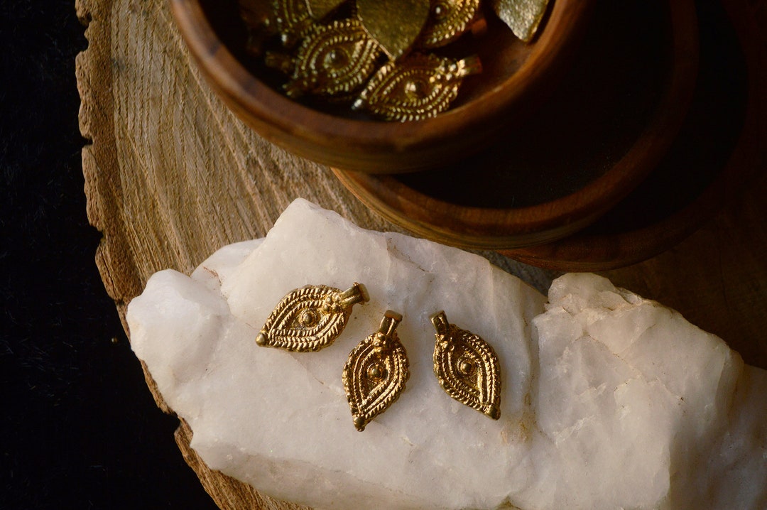 3 Third Eye Charms, Tribal Round Shaped Solid Brass Charms. 18 Mm ...