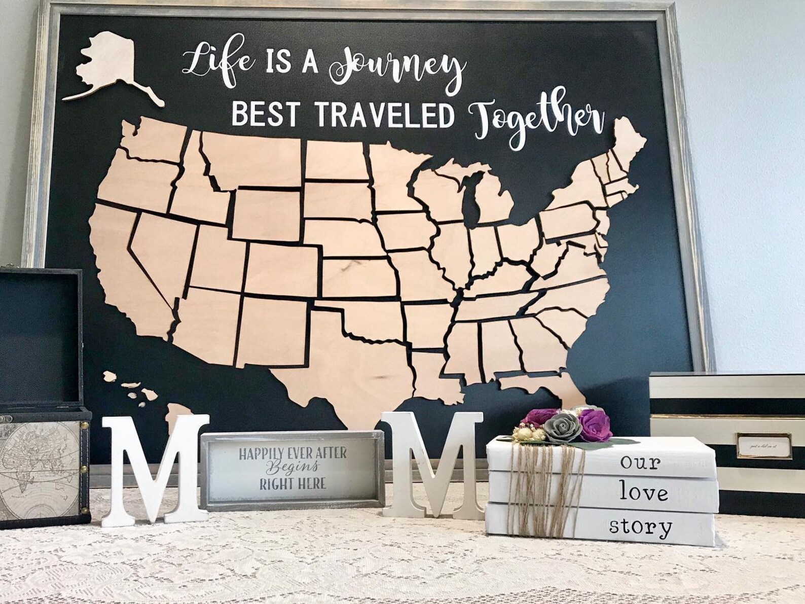 Marking Maps United States USA Wooden Photo Collage, Travel Wall Decor ...