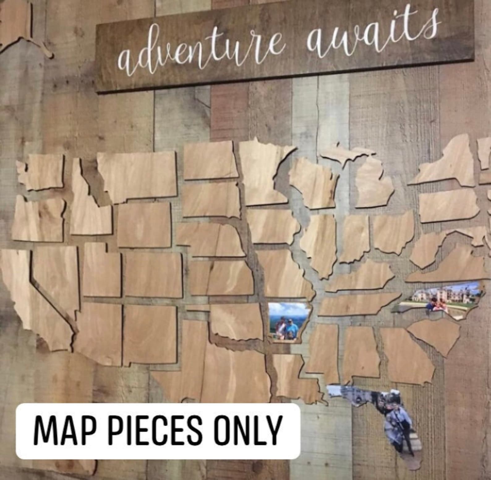 Marking Maps United States USA Wooden Photo Collage, Travel Wall Decor ...