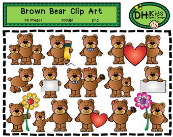 Watercolour Bear Clipart Brown Bear Forest Clipart Woodland | Etsy