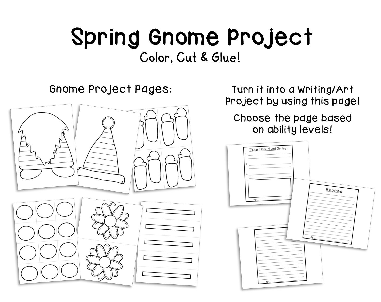 Spring Gnome Art & Writing Project - Spring Project - Kids Printable ...