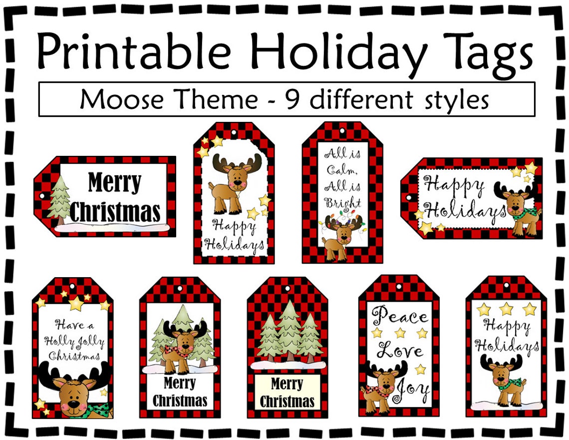 Printable Gift Tags - Holiday Gift Tags - Moose Tags - Etsy