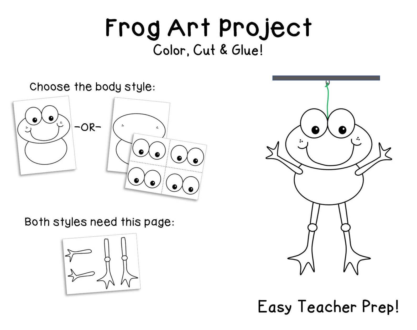 Frog Art Project - Frog Hanging Art - Spring Craft - Pond Art - Cut ...