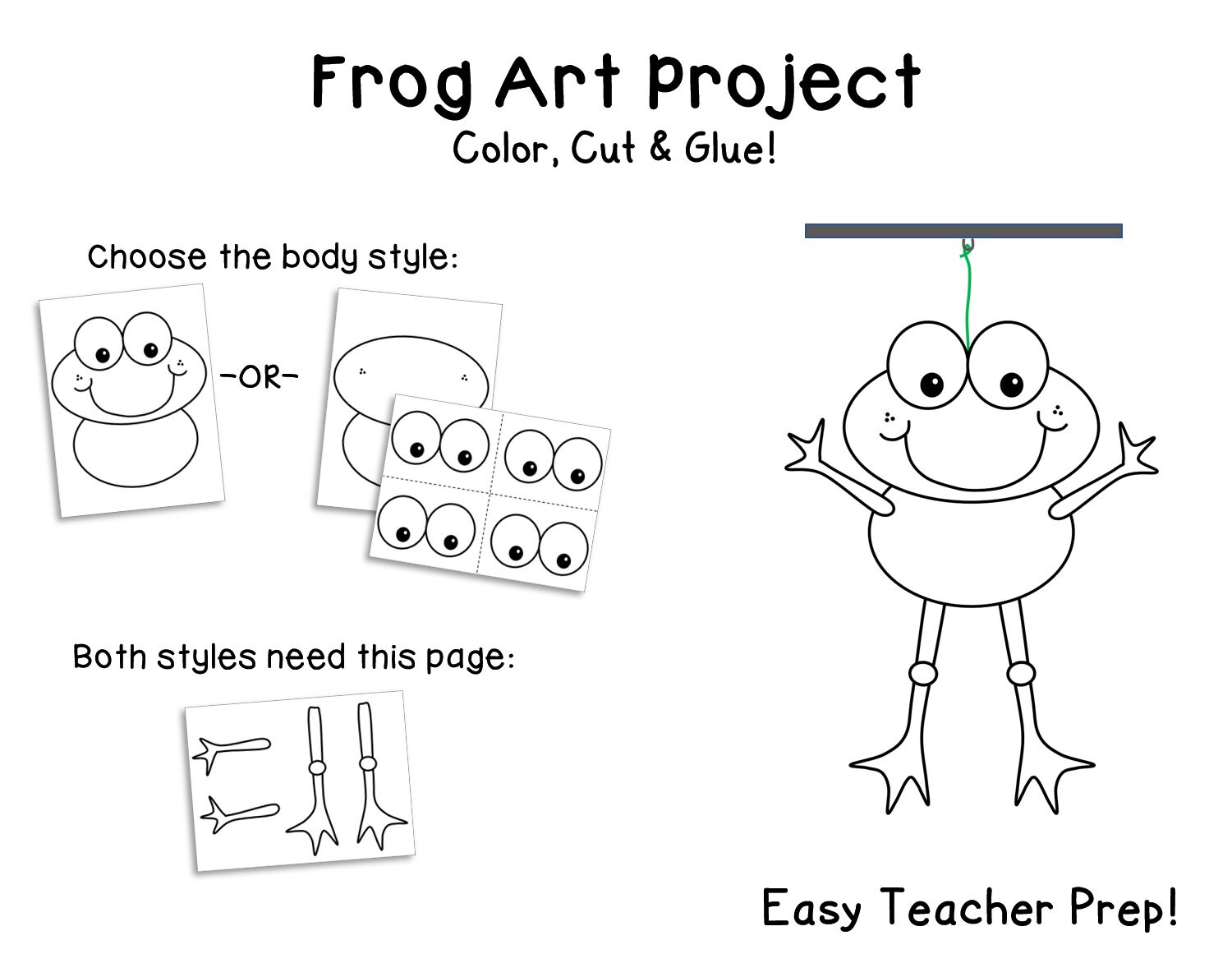 Frog Art Project - Frog Hanging Art - Spring Craft - Pond Art - Cut ...