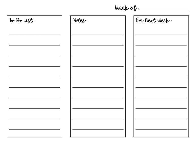 Weekly Schedule Simple Printable Schedule Teacher Planner - Etsy