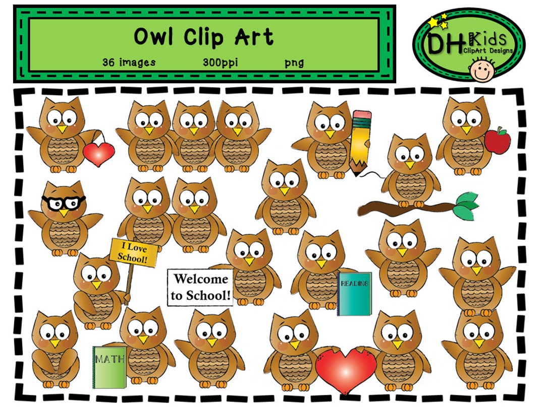 Owl Clip Art, Owl Clipart, Digital Clipart, Teacher Clip Art, Instant ...