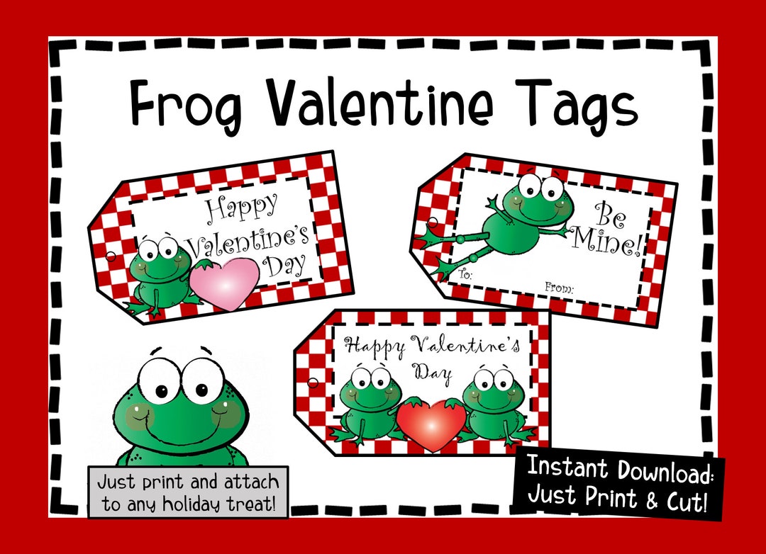Frog Valentine Tags - Valentine Cards - Printable Digital Valentines - Etsy