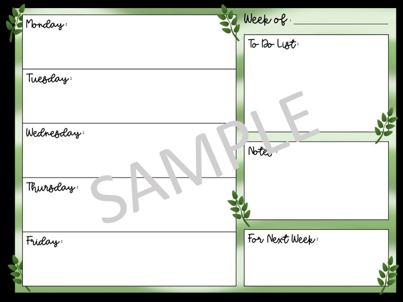 Weekly Schedule Simple Printable Schedule Teacher Planner - Etsy