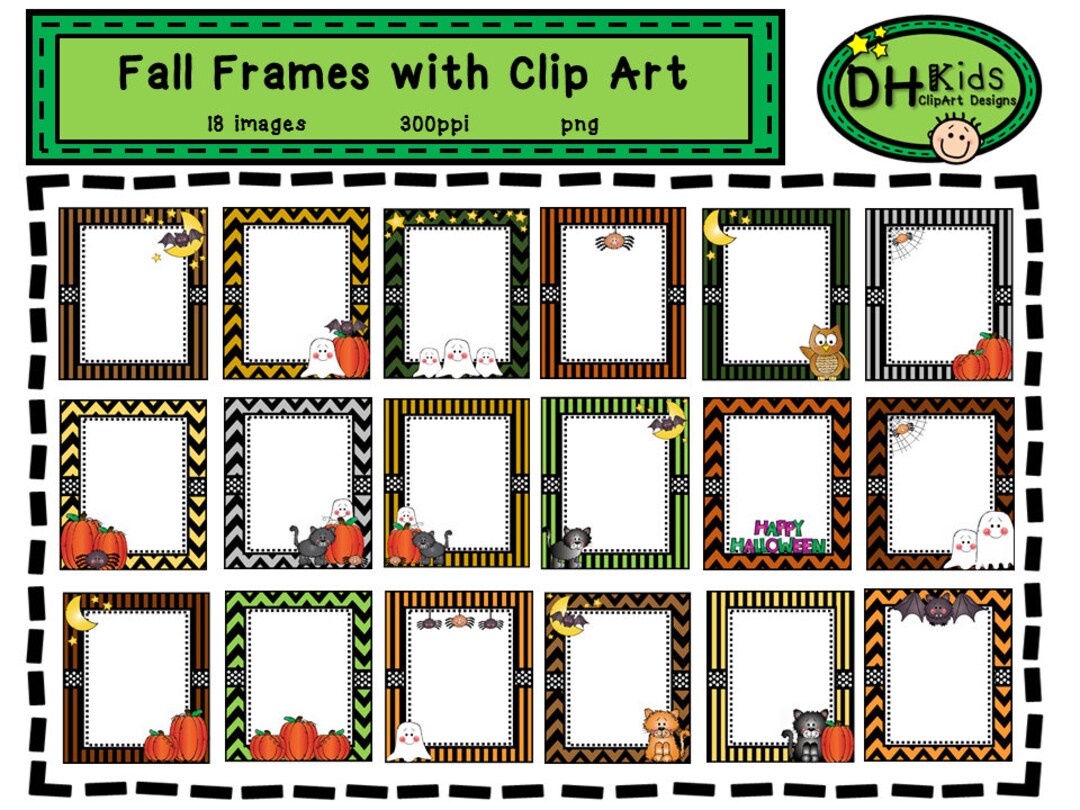 Fall Clip Art Frames - Halloween Frames - Clip Art - Autumn Clipart ...
