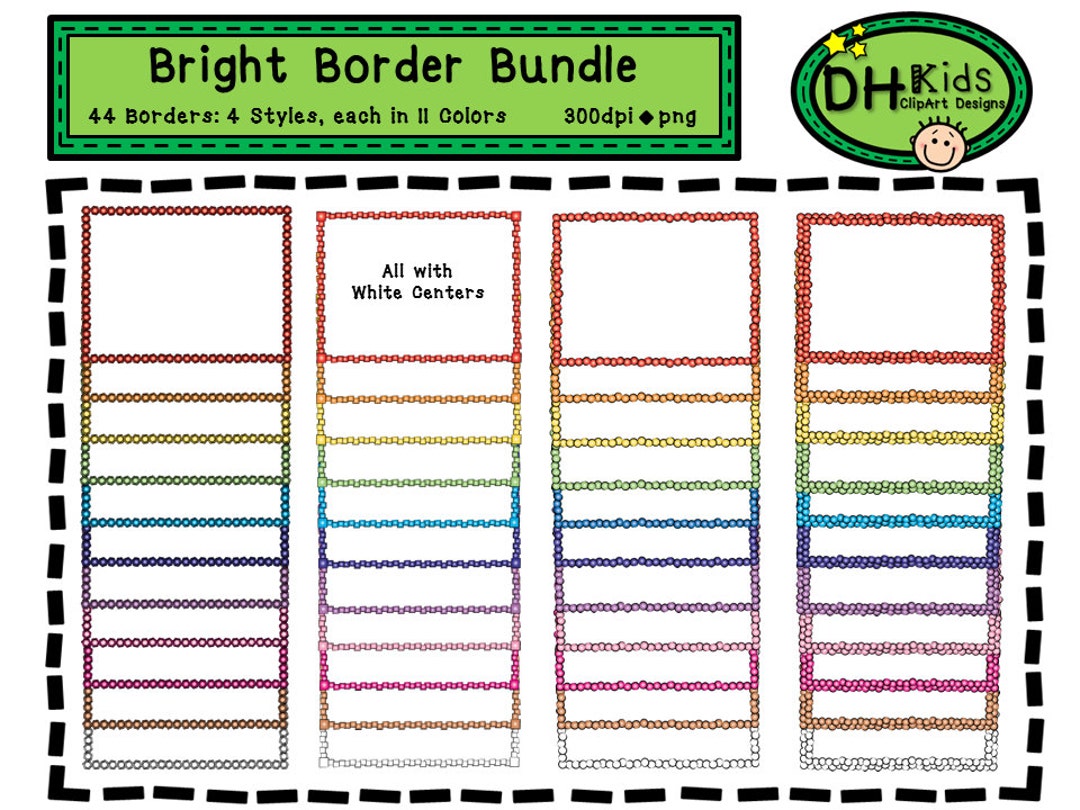 Bright Border Bundle - Border Clip Art - Scrapbook Frame Instant ...
