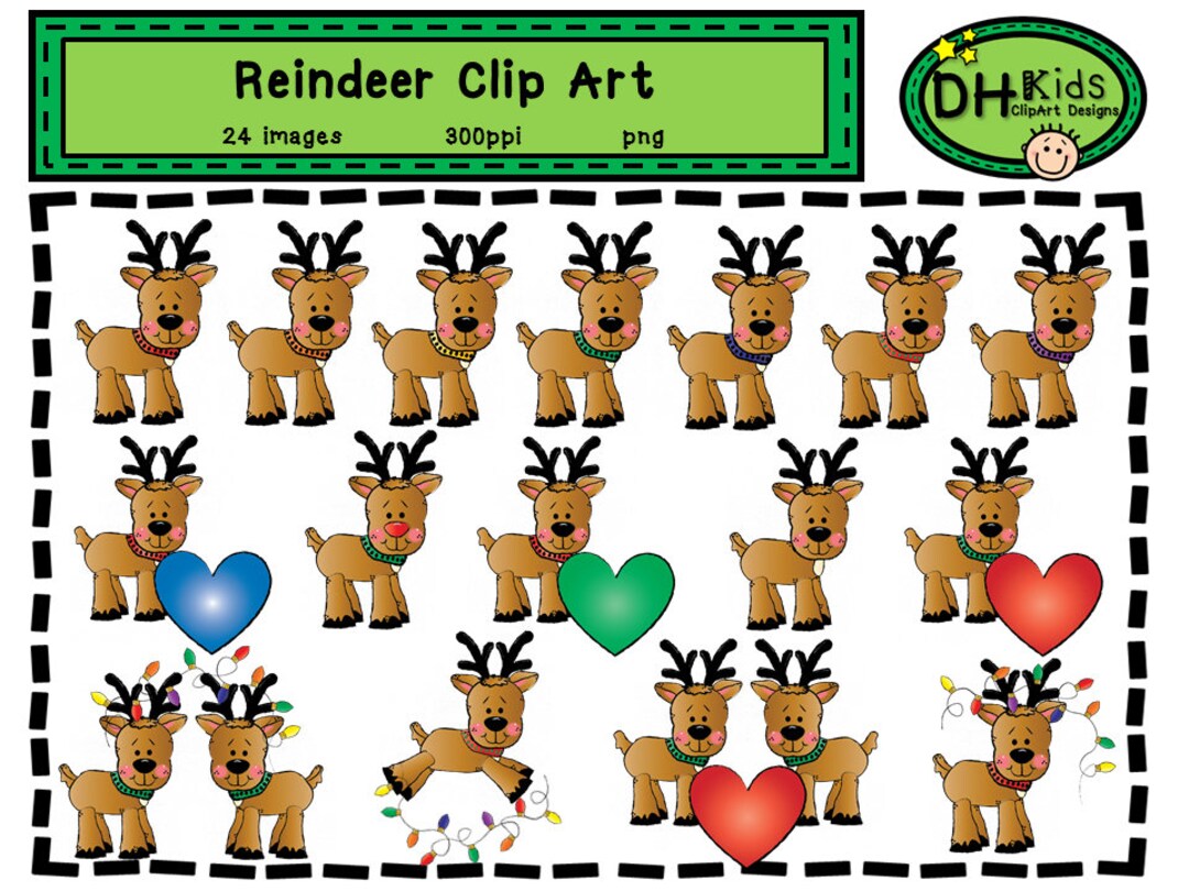 Reindeer Clip Art - Christmas Clip Art - Digital Clipart - Instant ...