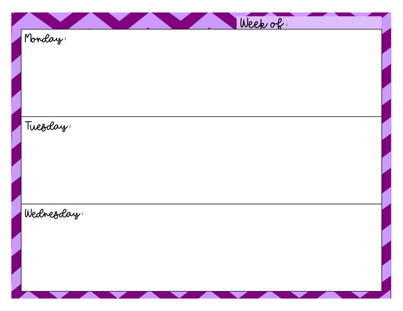 Weekly Schedule Simple Printable Schedule Teacher Planner Plan Book ...