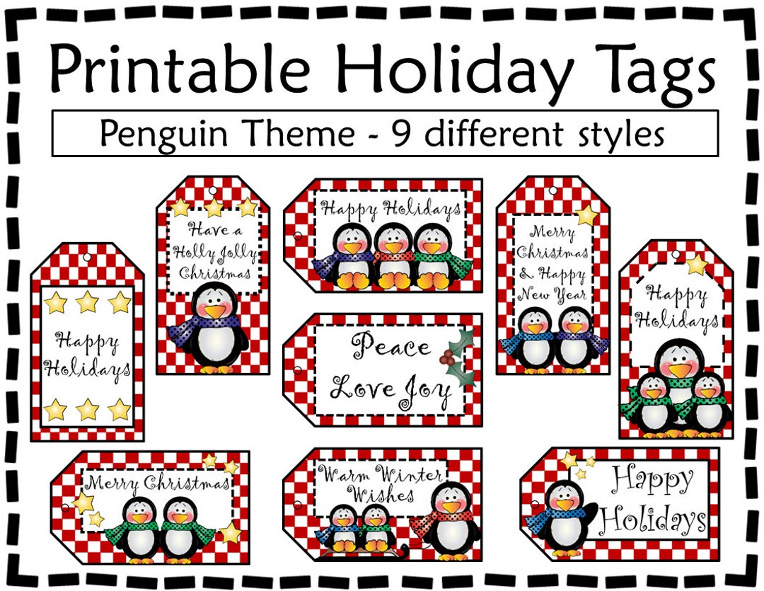 Printable Penguin Gift Tags - Holiday Gift Tags - Gift Tags - Christmas ...