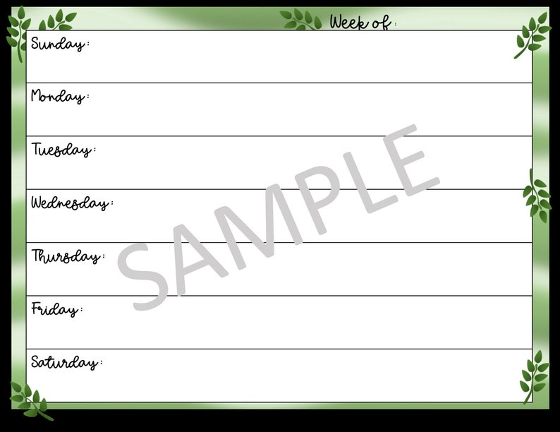 Weekly Schedule Simple Printable Schedule Teacher Planner - Etsy