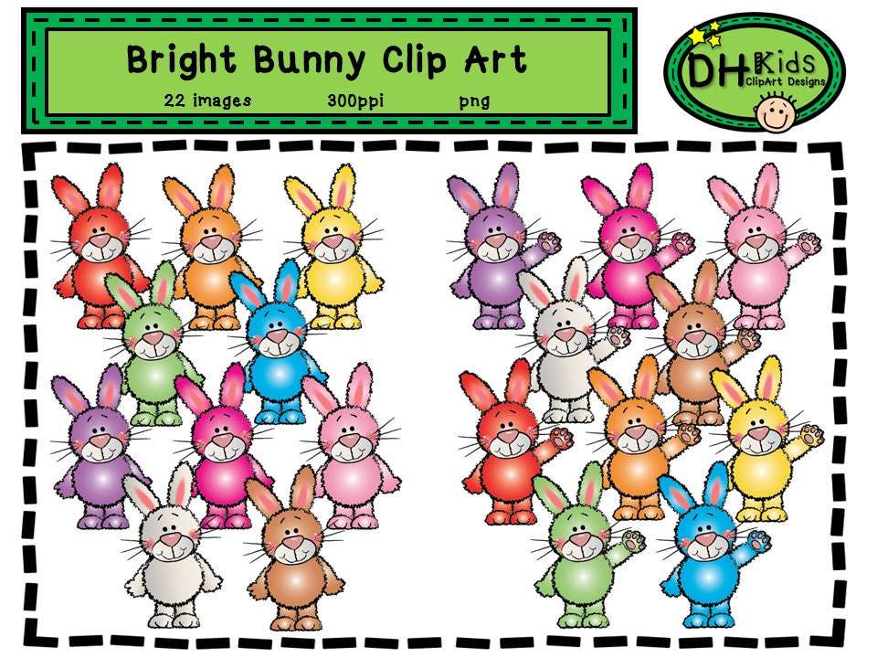 Bunny Clip Art, Bunny Clipart, Rabbit Clipart, Bunnies Party Theme ...