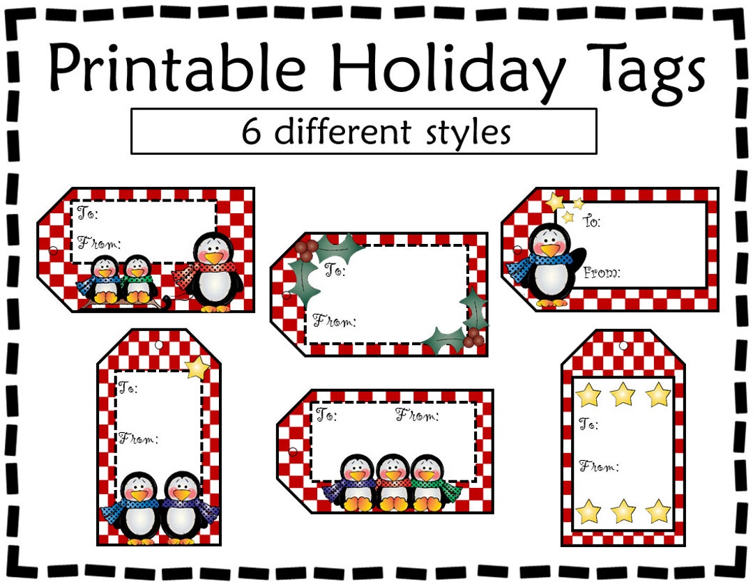 Holiday Gift Tags - Penguin Gift Tags - Gift Tags - Etsy