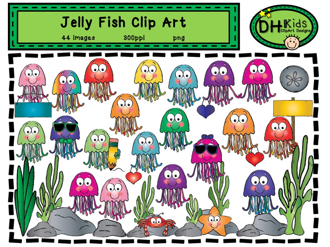 Jelly Fish Clip Art, Ocean Clip Art, Jellyfish Clipart, Digital ...