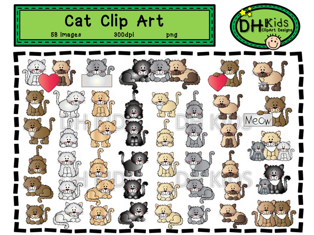 Cat Clip Art, Cat Clipart, Digital Clipart, Pet Clip Art, Cat Instant ...