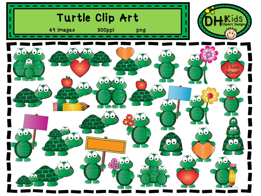 Turtle Clip Art, Turtle Clipart, Turtle Party Theme, Digital Download ...