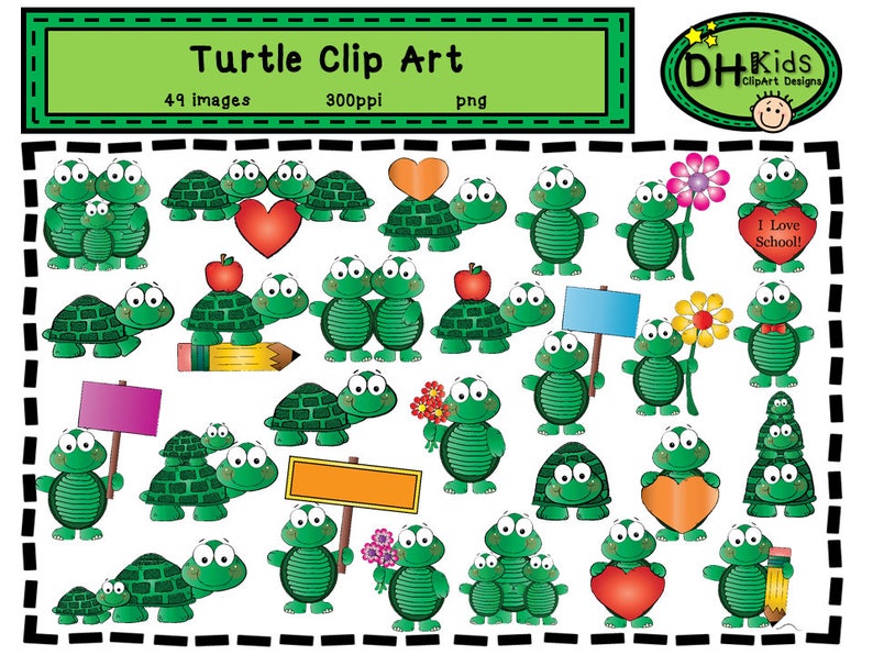 Turtle Clip Art, Turtle Clipart, Turtle Party Theme, Digital Download ...