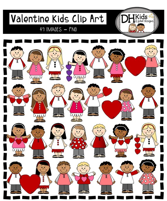 Valentine Clip Art Kids Clipart Digital Clipart Printable | Etsy