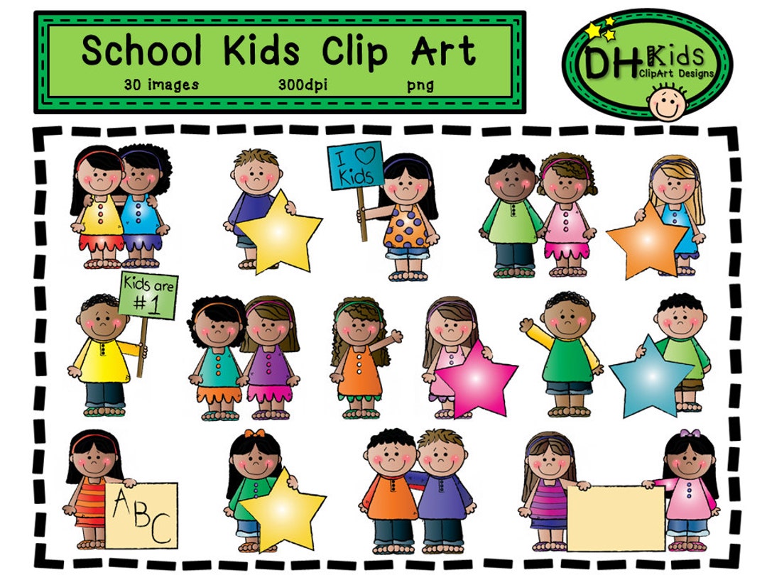 School Kids Clip Art, Kids Clipart, Boy Clip Art, Girl Clipart, Digital ...