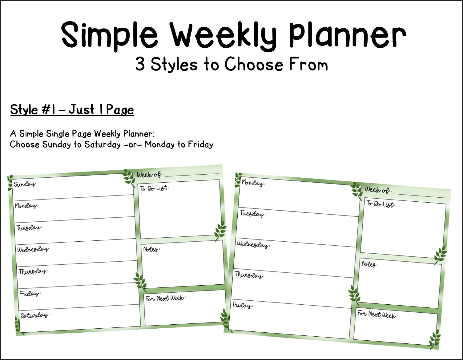 Weekly Schedule - Simple Printable Schedule - Teacher Planner - Plan ...
