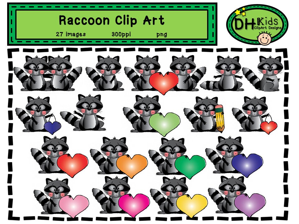 Raccoon Clip Art, Raccoon Clipart, Digital Download, Raccoon Instant ...