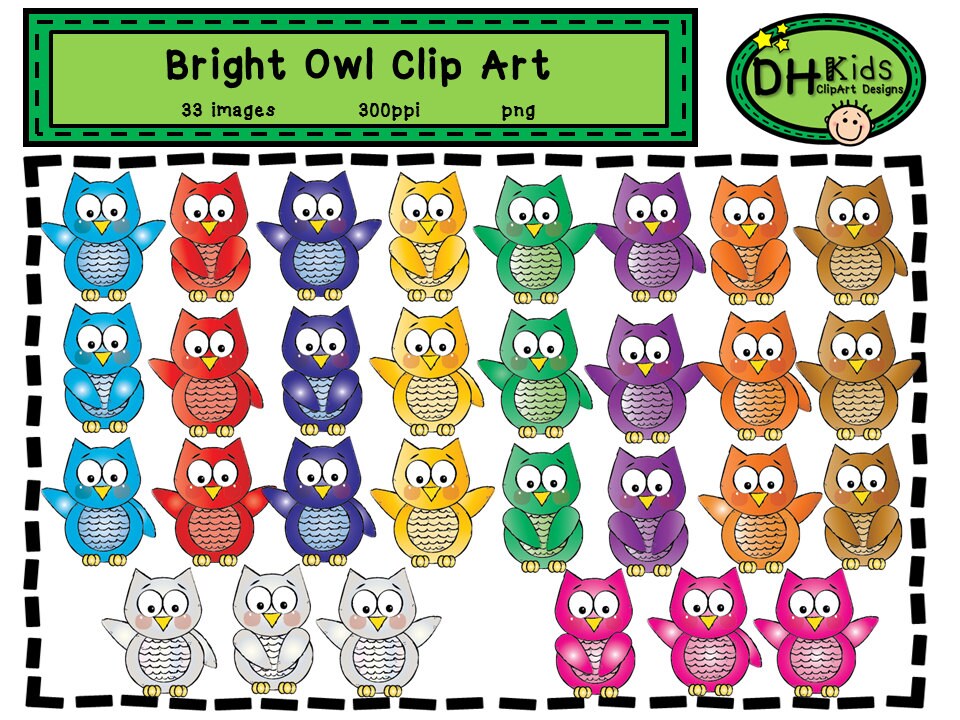 Owl Clip Art - Bright Owls - Digital Clipart - Teacher Clip Art ...