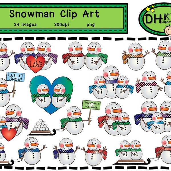 Snowman Clip Art - Etsy