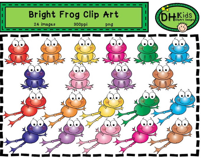 Cute Back to School Frogs Clipart Bundle, Watercolor Frog Clip Art ...