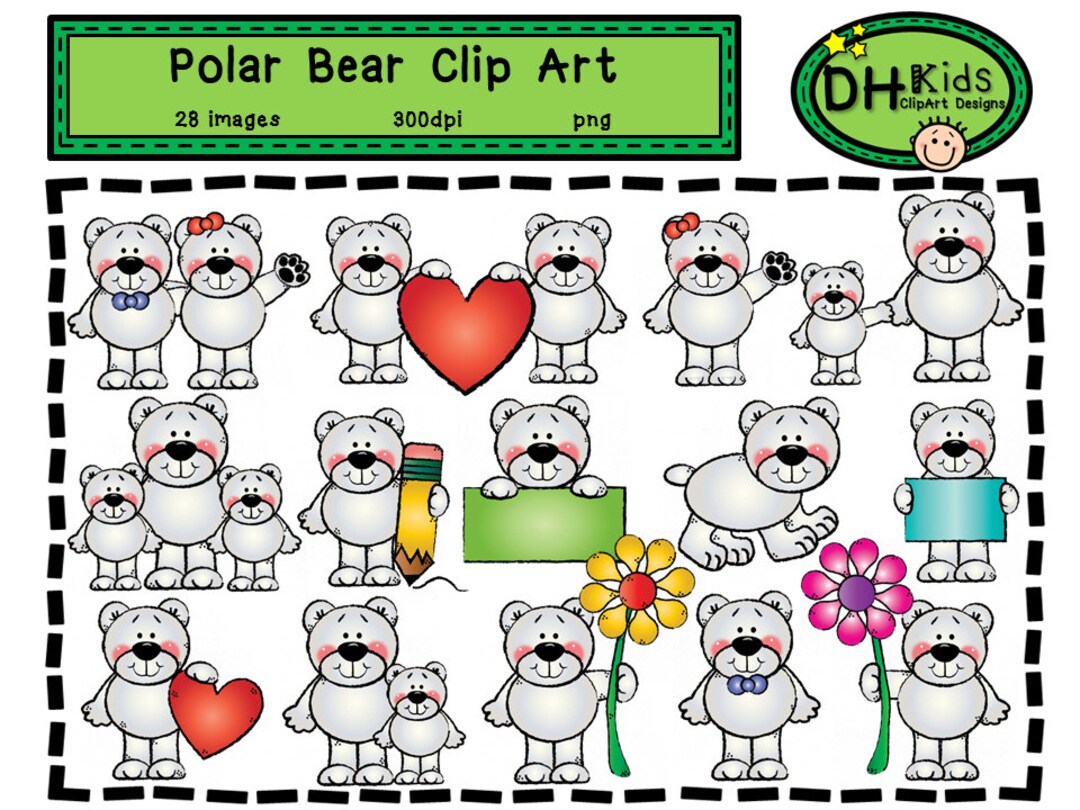 Polar Bear Clip Art, Polar Bear Clipart, Bear Clipart, Winter Clipart ...