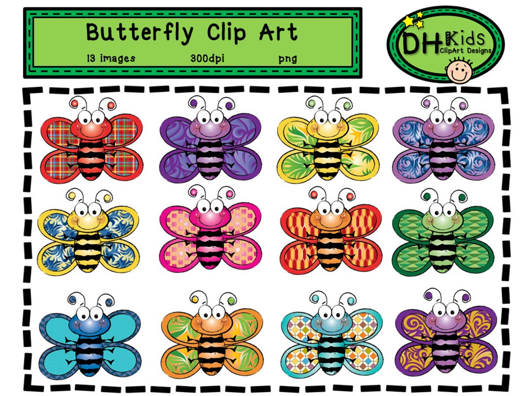 Butterfly Clip Art - Insect Clip Art, Bug Clipart, Butterfly Instant ...