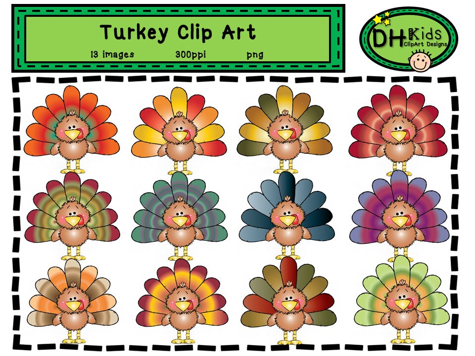 Turkey Clip Art - Thanksgiving Clip Art - Thanksgiving Digital Download ...
